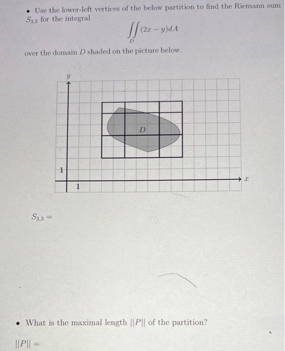 Solved - Use the lower-left vertices of the below partition | Chegg.com