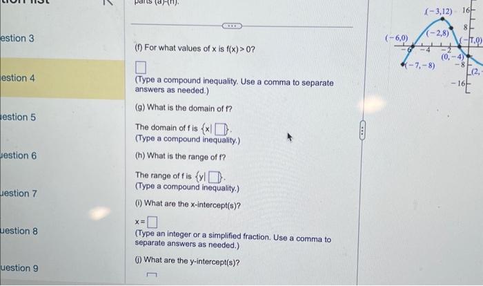 Solved Use the graph of the function f shown to the right to | Chegg.com