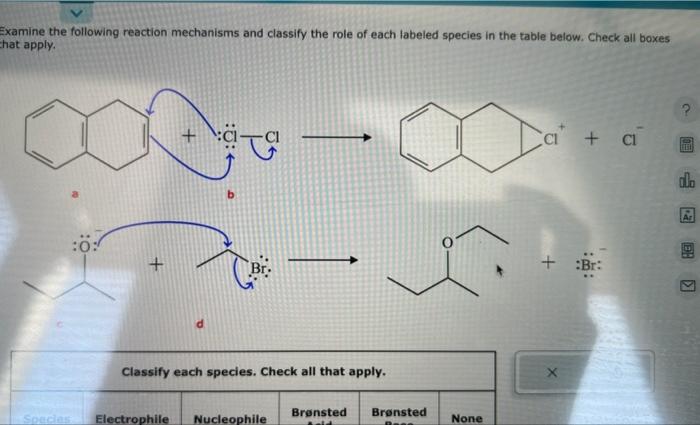 Solved xamine the following reaction mechanisms and classify | Chegg.com