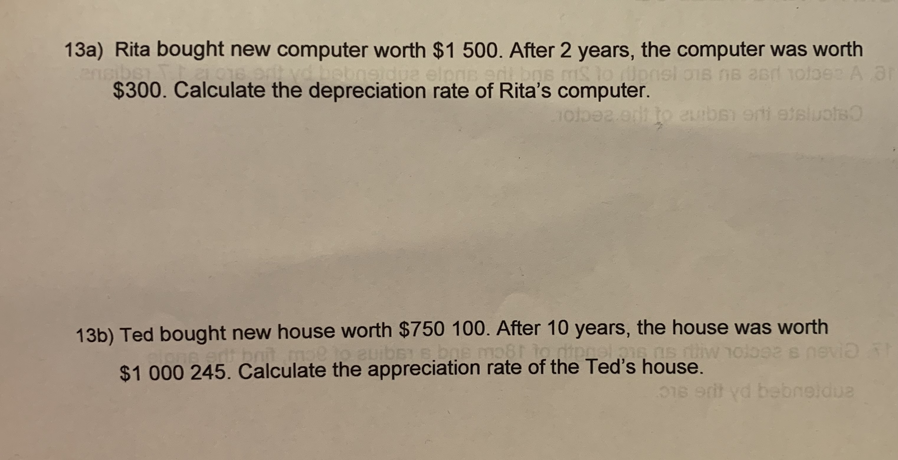 Solved 13a) ﻿Rita bought new computer worth $1500. ﻿After 2 | Chegg.com