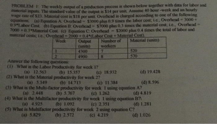 Solved 8 PROBLEM 1. The weekly output of a production | Chegg.com