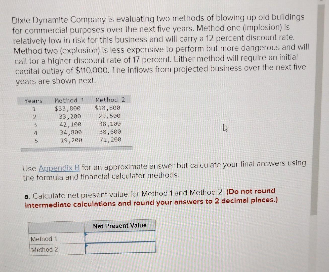 Solved Dixie Dynamite Company is evaluating two methods of | Chegg.com