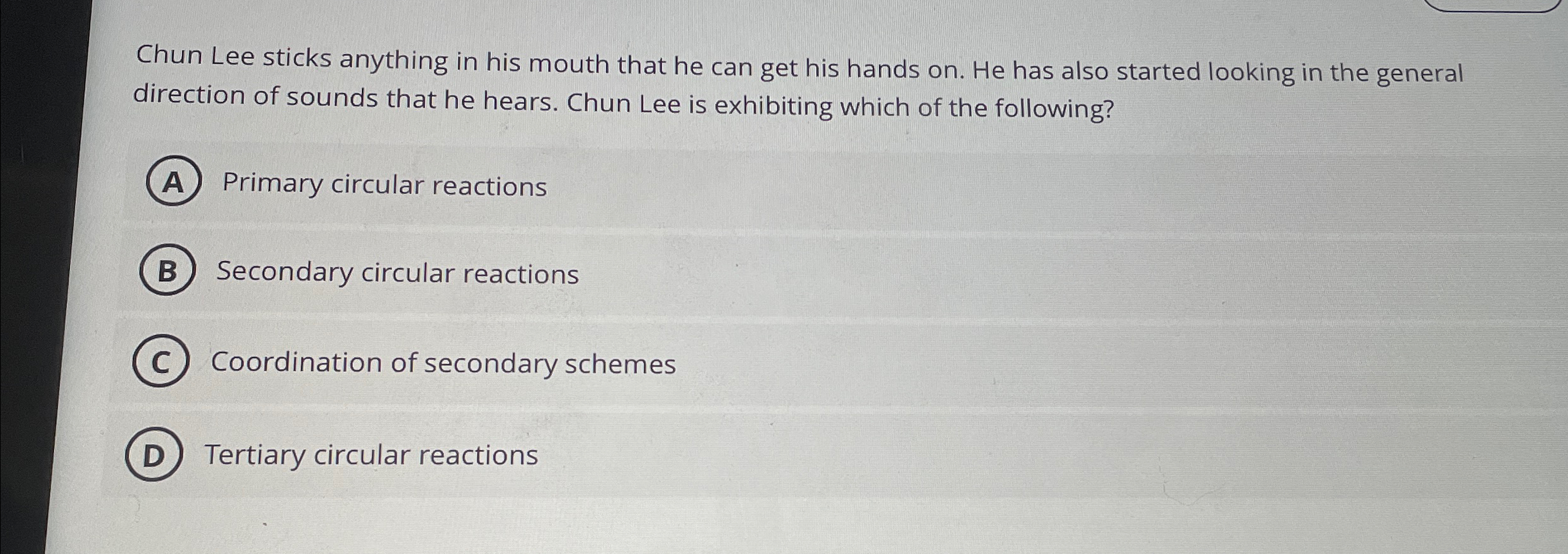 Solved Chun Lee sticks anything in his mouth that he can get | Chegg.com