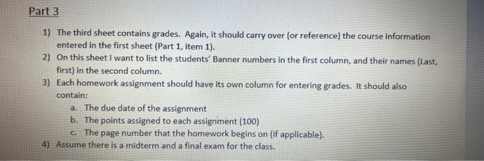 1) The third sheet contains grades. Again, it should | Chegg.com