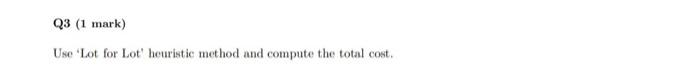 Solved Dynamic Lot Sizing The Dynamic Lot Size Model In
