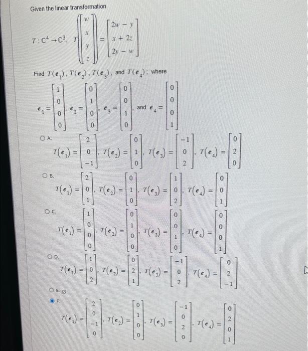 Solved Given the linear transformation | Chegg.com
