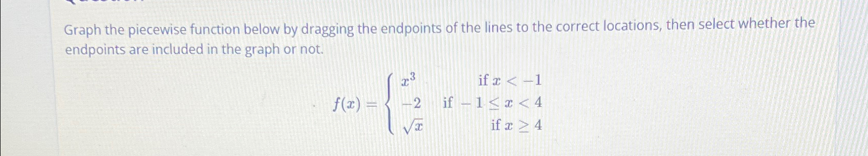 Solved Graph the piecewise function below by dragging the | Chegg.com
