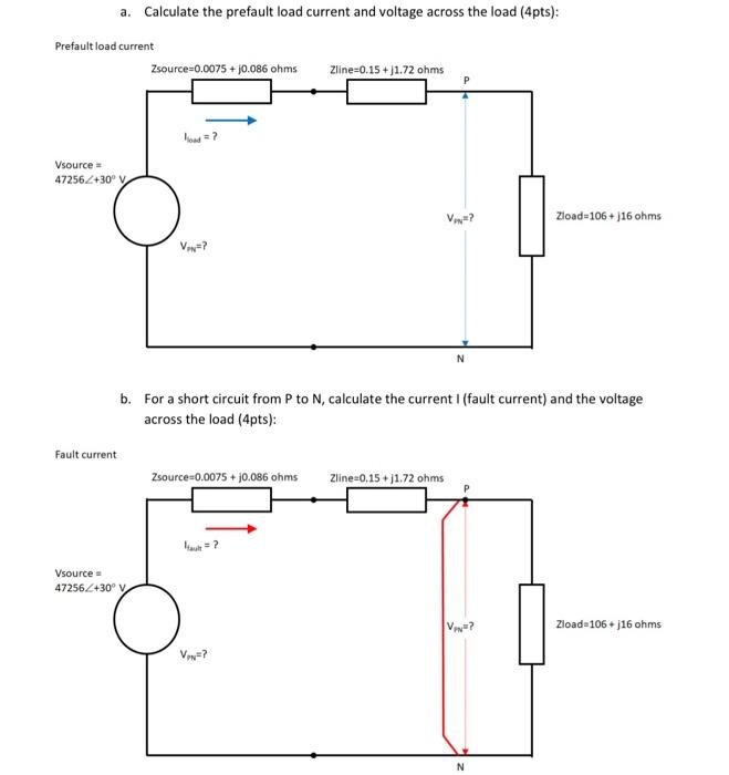 Solved a. Calculate the prefault load current and voltage | Chegg.com