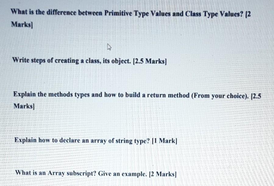 Solved What is the difference between Primitive Type Values | Chegg.com