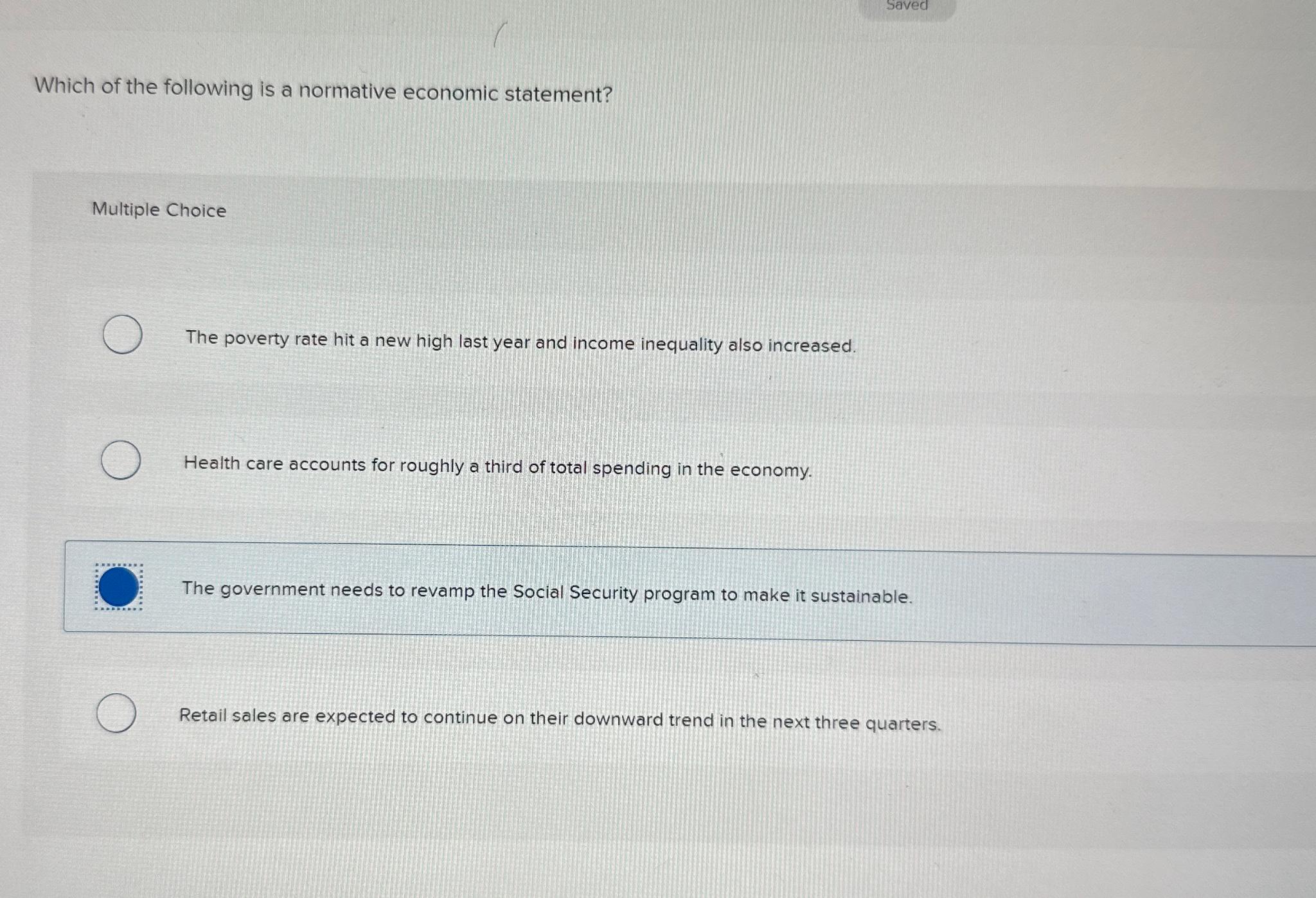 Solved Which of the following is a normative economic | Chegg.com