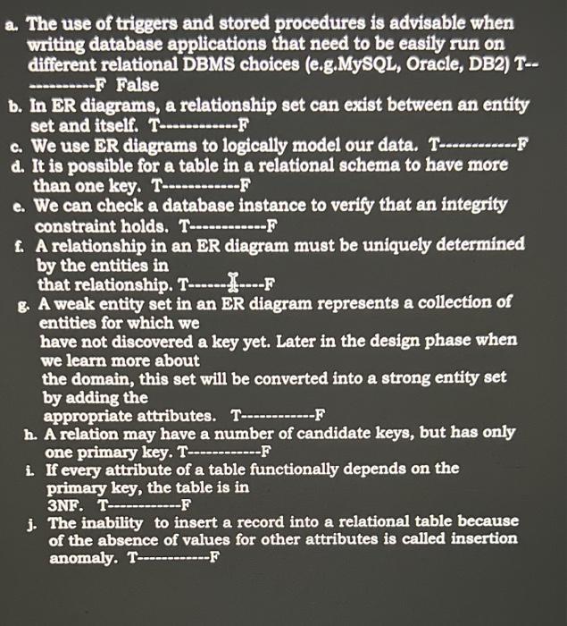 Solved a. The use of triggers and stored procedures is | Chegg.com