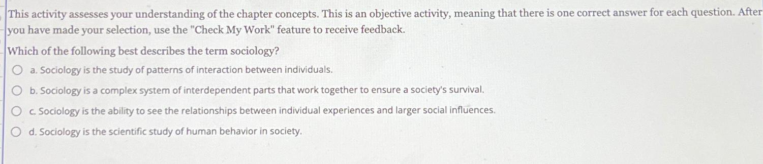 Solved This activity assesses your understanding of the | Chegg.com