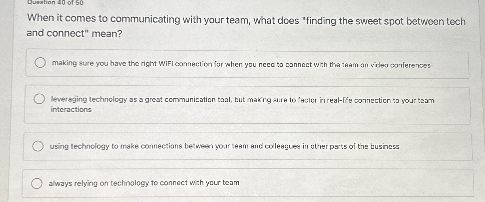 Solved Question 40 ﻿of 50When it comes to communicating with | Chegg.com