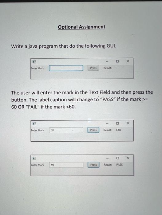 Solved Write a java program that do the following GUI. The | Chegg.com