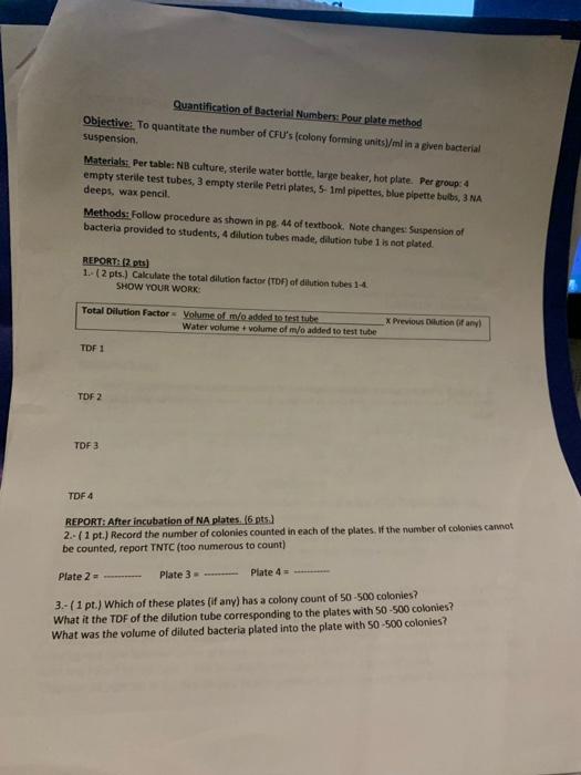 Solved calculate the total dilution factors for each test | Chegg.com