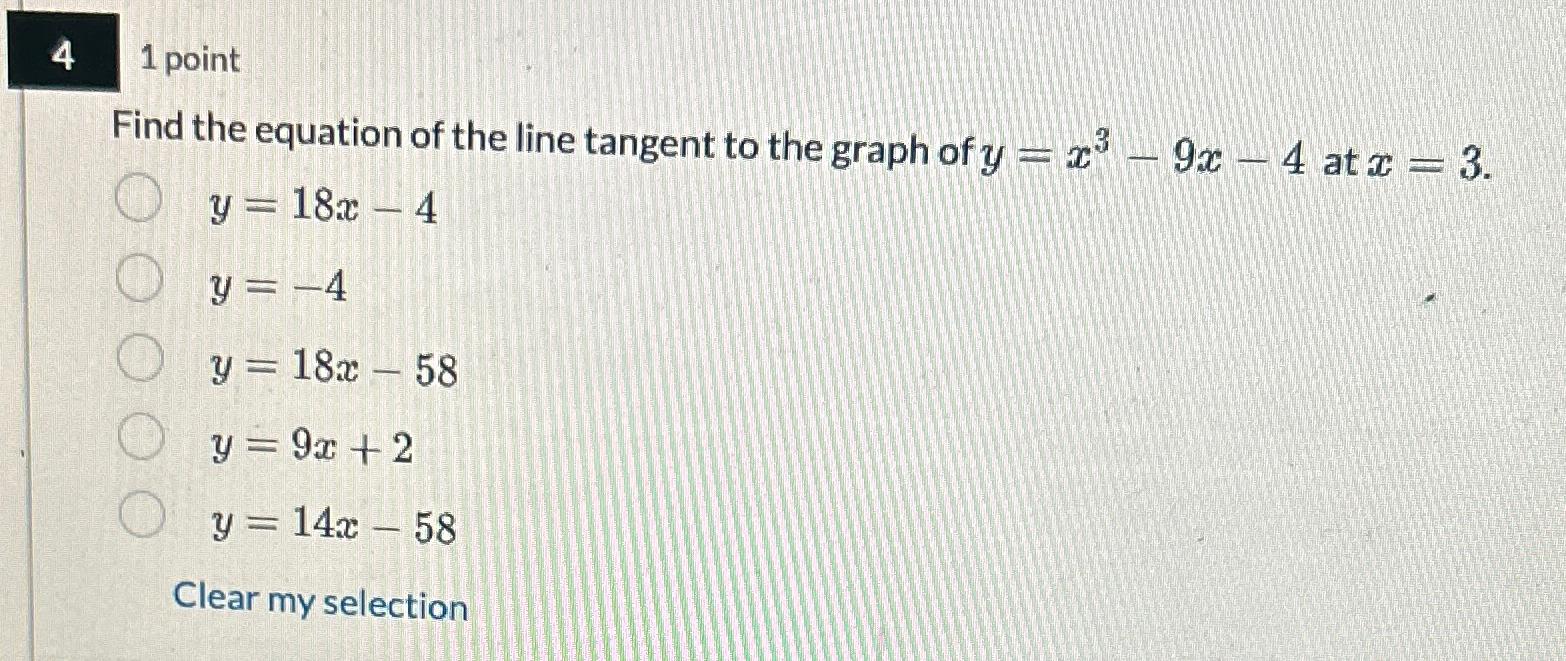 Solved 41 ﻿pointFind the equation of the line tangent to the | Chegg.com