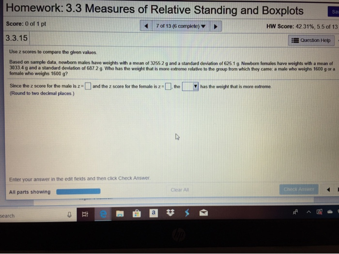 Solved Homework 3 3 Measures Of Relative Standing And