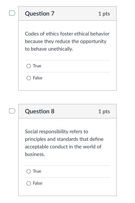 Solved Codes of ethics foster ethical behavior because they | Chegg.com