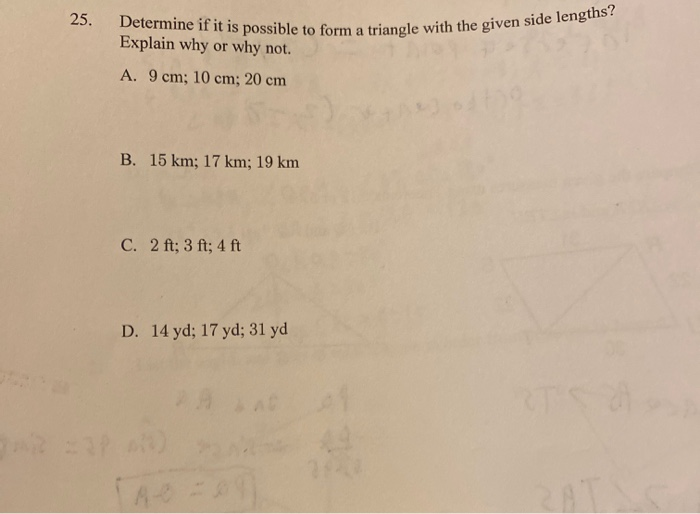 Solved Determine if it is possible to form a triangle with | Chegg.com