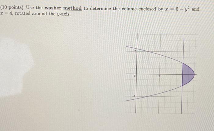 Solved (10 points) Use the washer method to determine the | Chegg.com