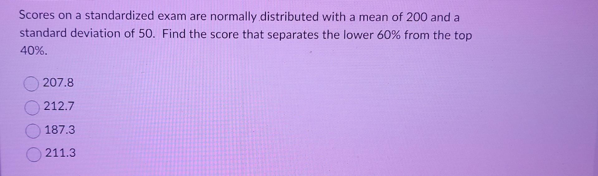 Solved Scores on a standardized exam are normally | Chegg.com