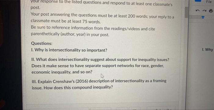 your response to the listed questions and respond to | Chegg.com