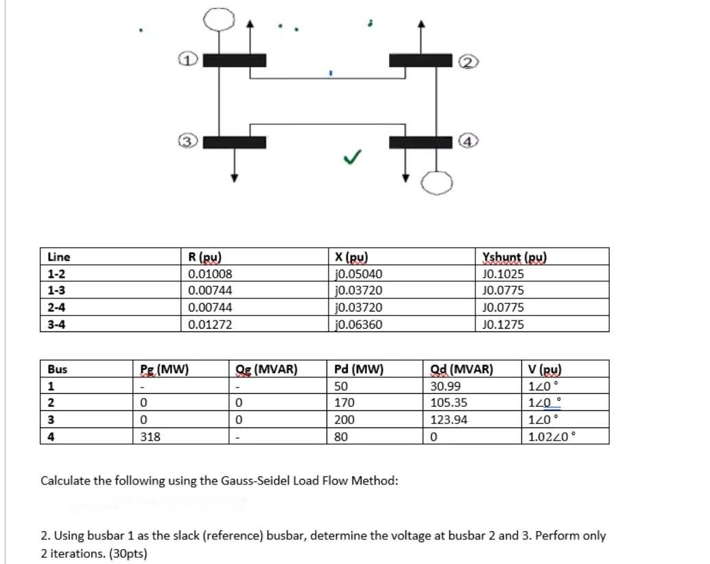 Solved Using busbar 1 as the slack(reference) busbar, | Chegg.com