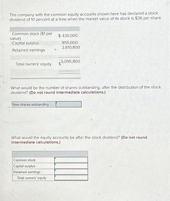 Solved 5 The company with the common equity accounts shown | Chegg.com