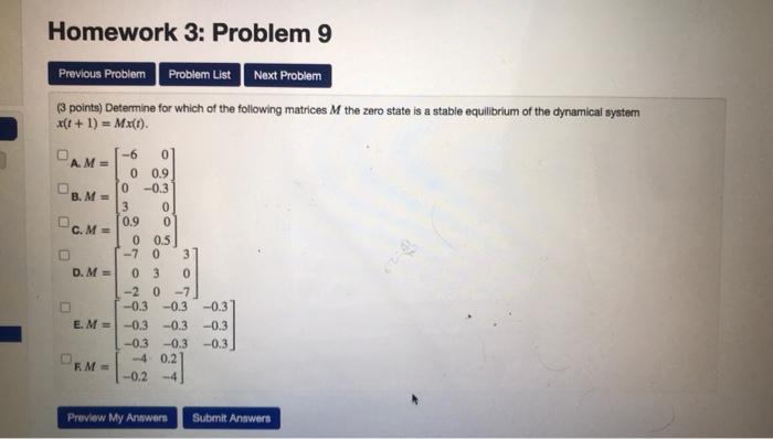 Solved Homework 3 Problem 9 Previous Problem Problem List 5127