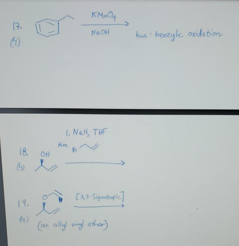 KMnO4 (7. 00 NaOH hint - benzylic oxidation 1. NaH, | Chegg.com
