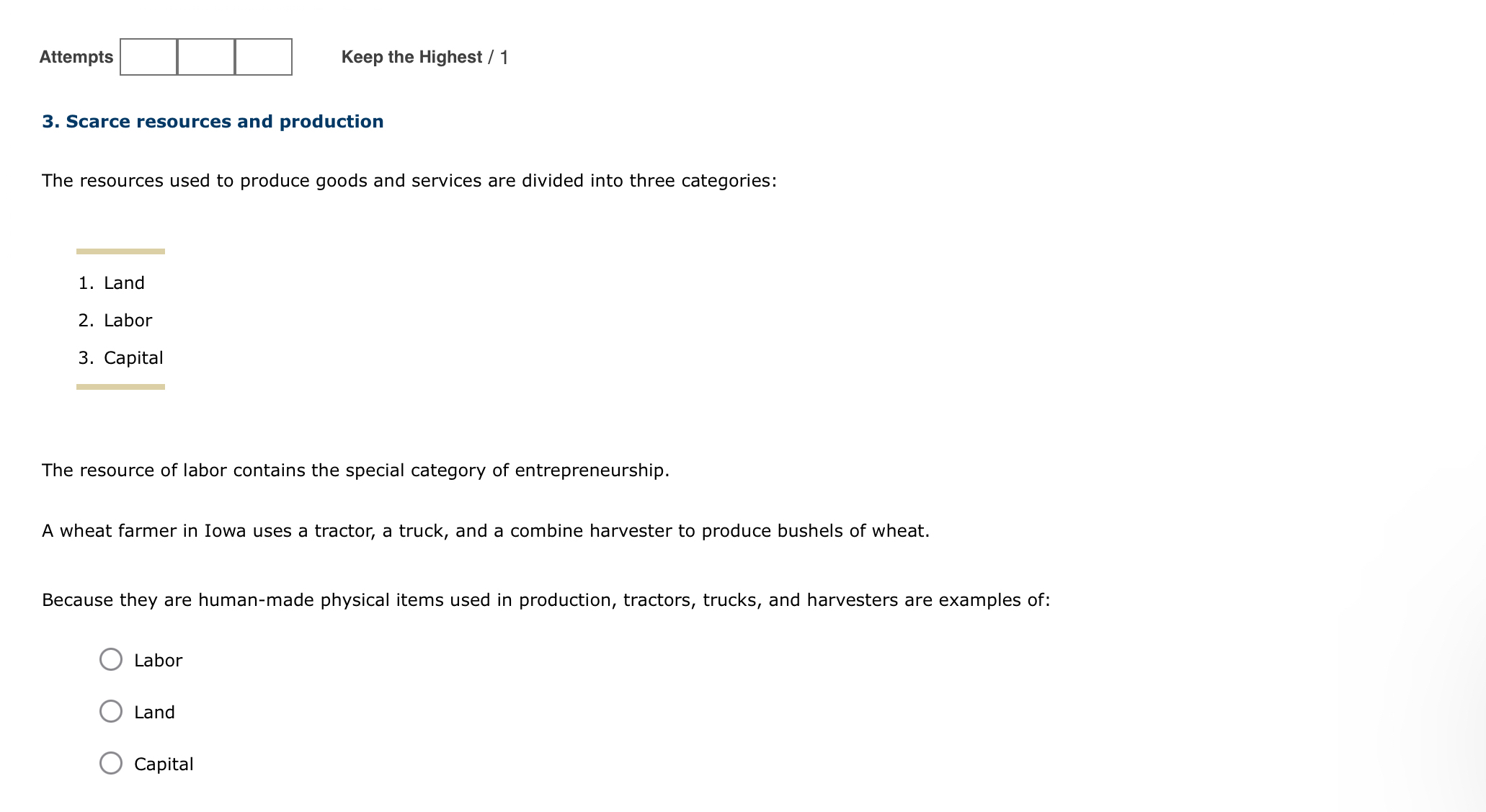 Solved AttemptsKeep the Highest / 13. ﻿Scarce resources and | Chegg.com