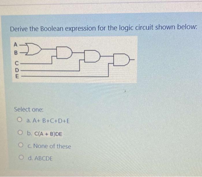 Solved Derive the Boolean expression for the logic circuit | Chegg.com