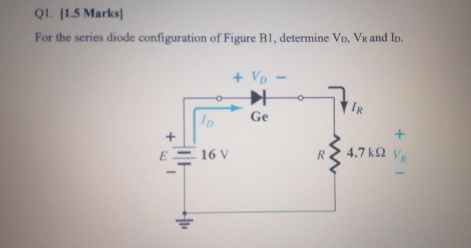 Solved Q1. (1.5 Marks For the series diode configuration of | Chegg.com
