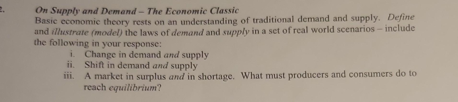 On Supply and Demand - The Economic Classic Basic | Chegg.com