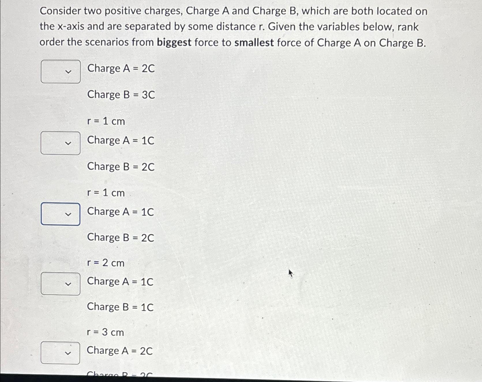 Consider two positive charges, Charge A and Charge B, | Chegg.com
