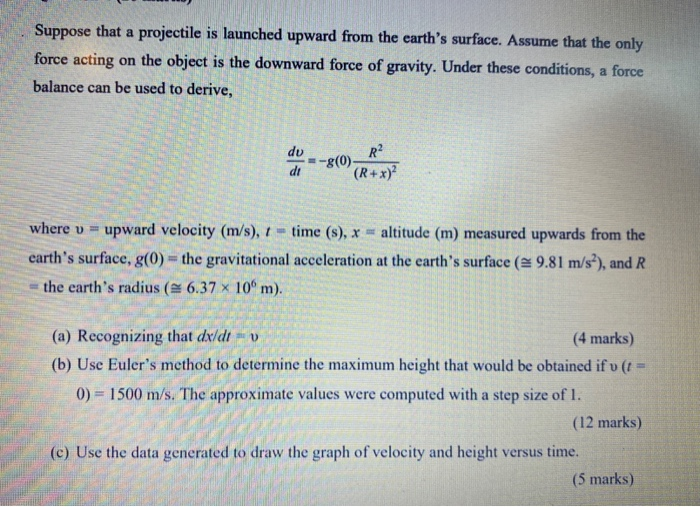 Solved Suppose that a projectile is launched upward from the | Chegg.com