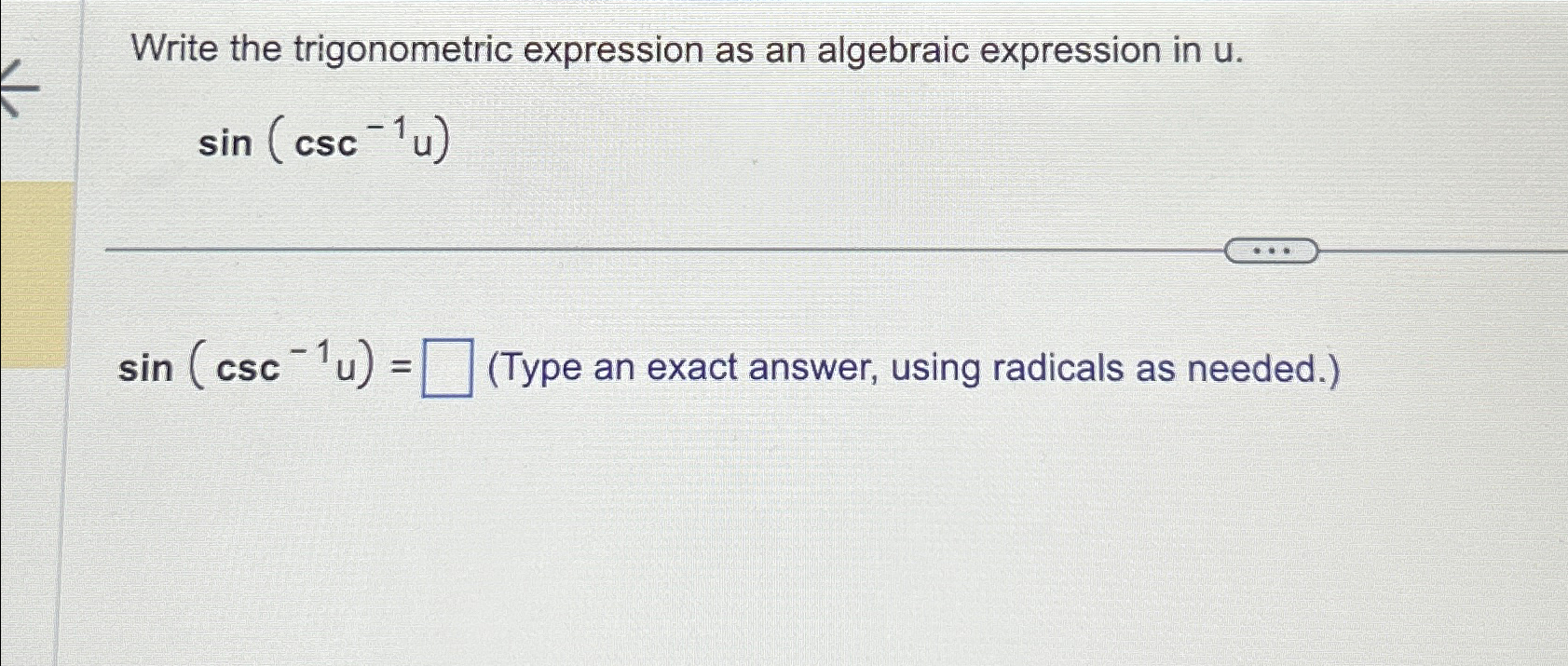 Solved Write the trigonometric expression as an algebraic | Chegg.com