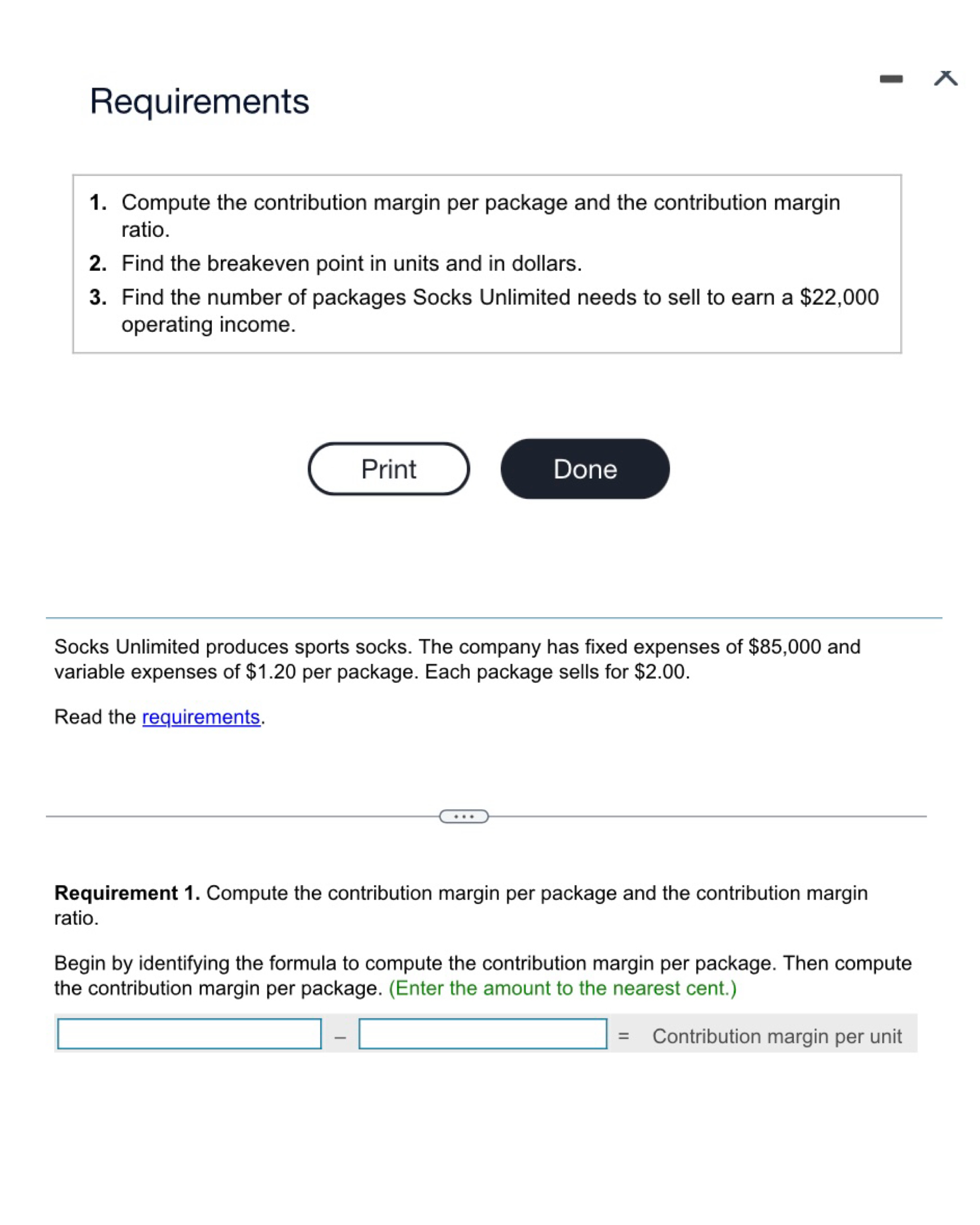 Solved Compute the contribution margin per package and the | Chegg.com