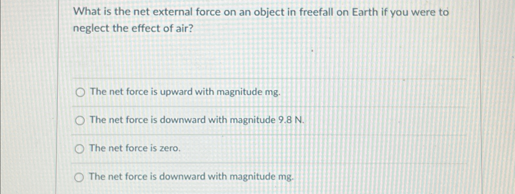 Solved What is the net external force on an object in | Chegg.com