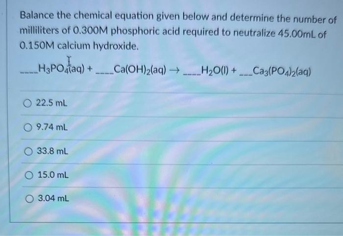 Solved Balance the chemical equation given below and | Chegg.com