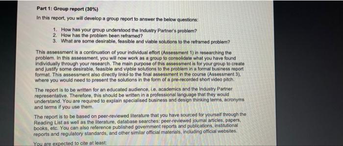 Solved Part 1: Group report ( 30%) In this report, you will | Chegg.com