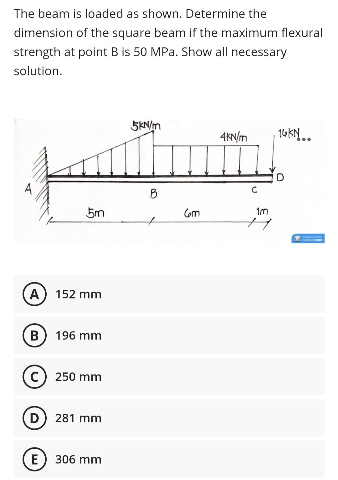 Solved The beam is loaded as shown. Determine the dimension | Chegg.com