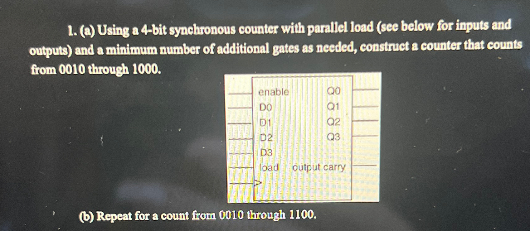 Solved A ﻿using A 4 Bit Synchronous Counter With Parallel 2314