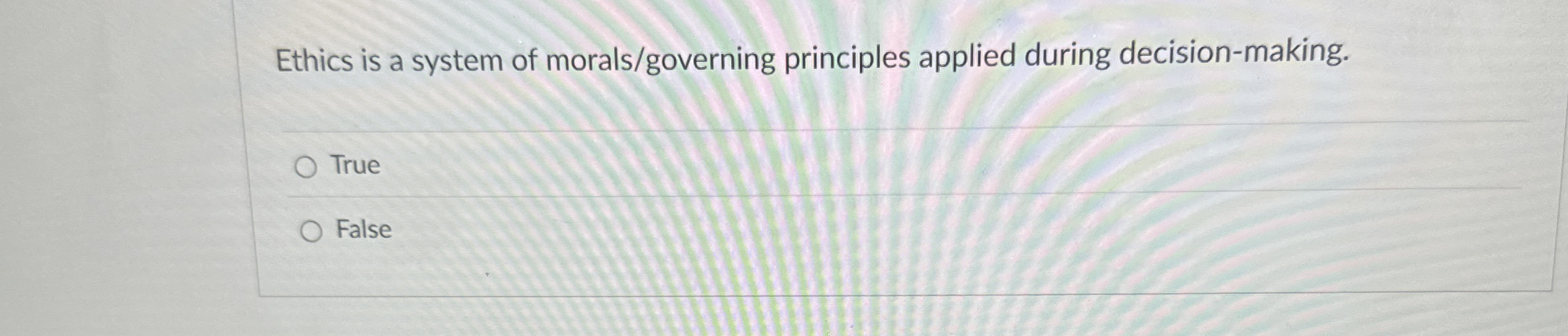 Solved Ethics is a system of morals/governing principles | Chegg.com