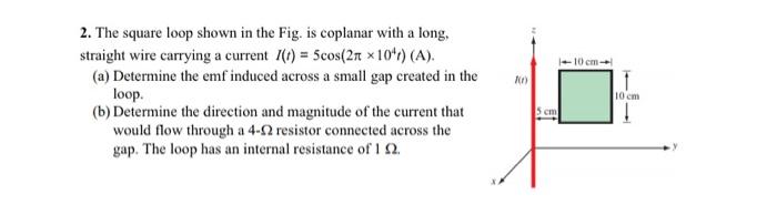 2. The square loop shown in the Fig. is coplanar with | Chegg.com
