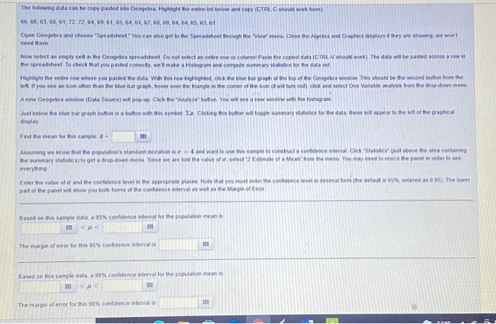 Solved The following data can be copy-parted into Geogebra | Chegg.com