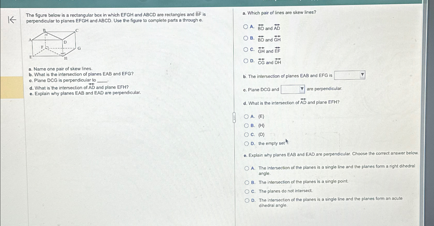 Solved The figure below is a rectangular box in which EFGH | Chegg.com