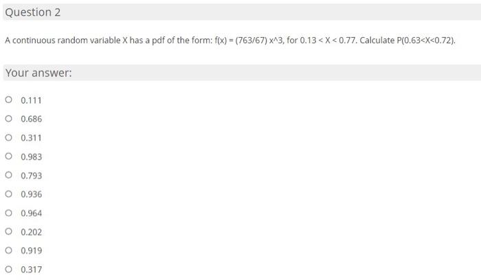 Solved A continuous random variable X has a pdf of the form: | Chegg.com