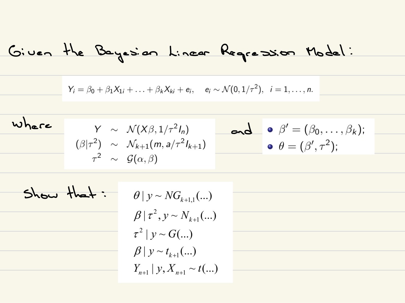 Solved Given The Bayesian Linear Regression