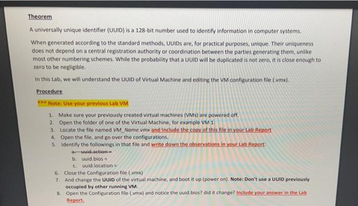 Theorem A universally unique identifier (UUID) is a | Chegg.com